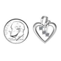 Sterling Silver Triple Stone Heart Pendant | Jewlr